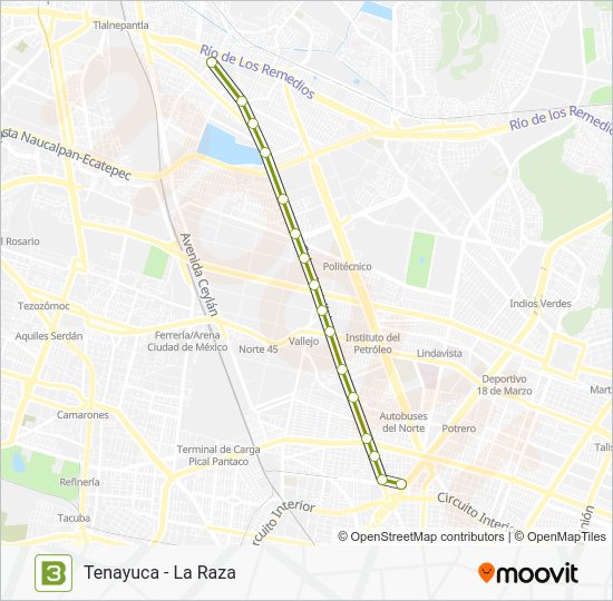 3 Route: Schedules, Stops & Maps - Tenayuca - La Raza (Updated)