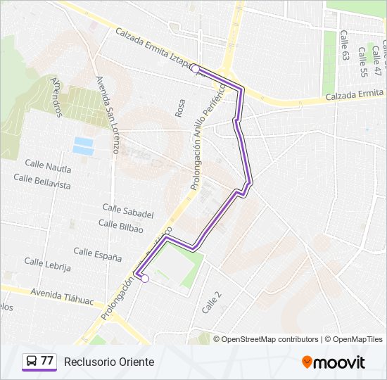 Ruta 77: horarios, paradas y mapas - Reclusorio Oriente (Actualizado)