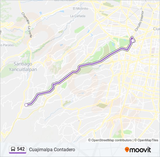 Ruta 542: horarios, paradas y mapas - Cuajimalpa Contadero (Actualizado)