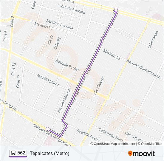 Ruta 562: horarios, paradas y mapas - Tepalcates (Metro) (Actualizado)