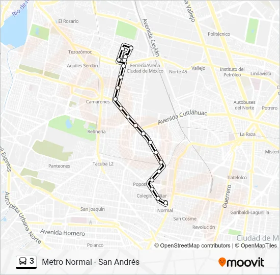 3 Route: Schedules, Stops & Maps - Metro Normal - San Andrés (Updated)
