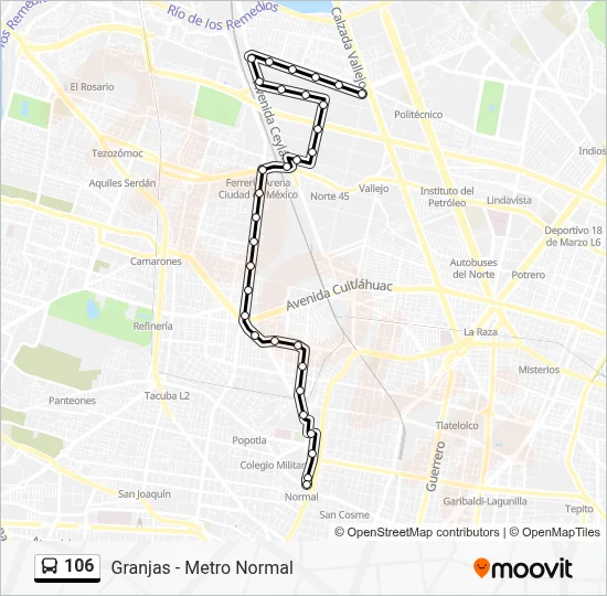 106 Route: Schedules, Stops & Maps - Granjas - Metro Normal (Updated)