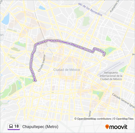 Ruta 18: horarios, paradas y mapas - Chapultepec (Metro) (Actualizado)