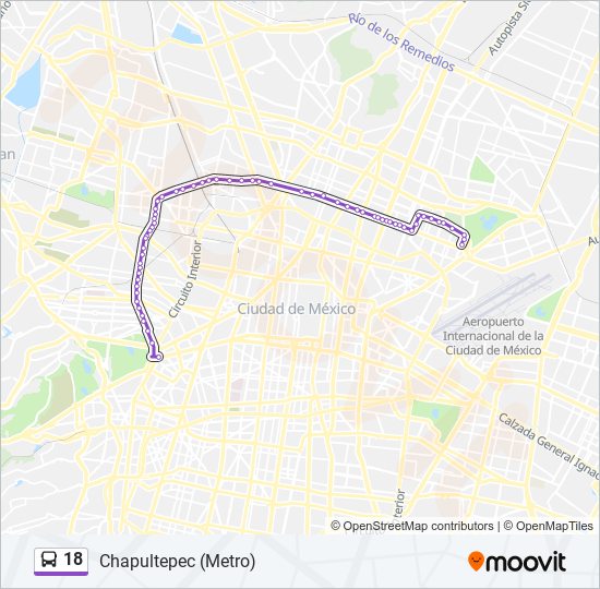 Ruta 18: horarios, paradas y mapas - Chapultepec (Metro) (Actualizado)