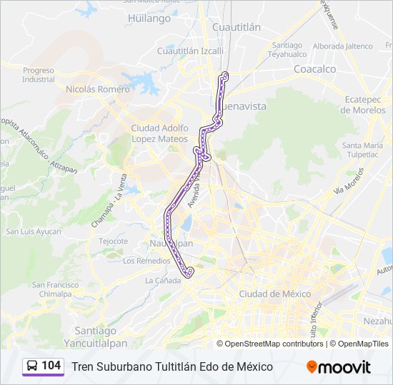 Ruta 104: horarios, paradas y mapas - Tren Suburbano Tultitlán Edo de ...