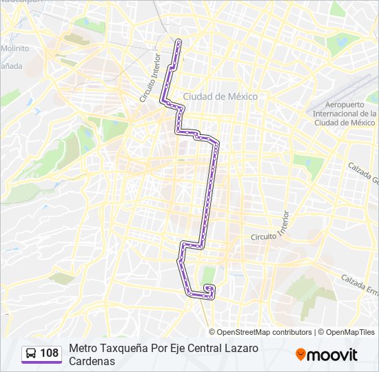 108 Route: Schedules, Stops & Maps - Metro Taxqueña Por Eje Central ...