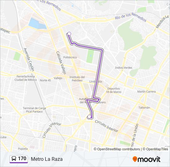 Ruta 170: horarios, paradas y mapas - Metro La Raza (Actualizado)