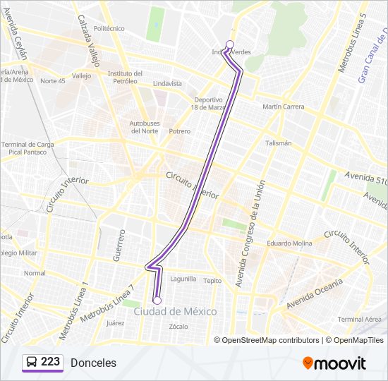 Ruta 223: horarios, paradas y mapas - Donceles (Actualizado)