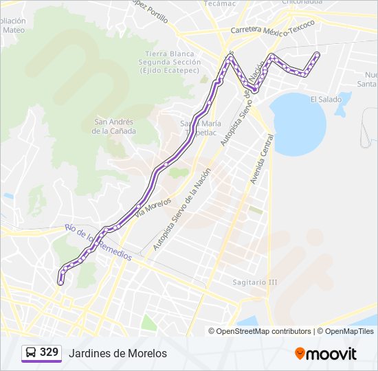 Ruta 329: horarios, paradas y mapas - Jardines de Morelos (Actualizado)