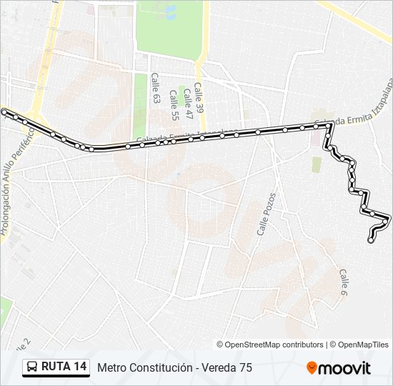 Ruta 14: horarios, paradas y mapas - Vereda 75 (Actualizado)