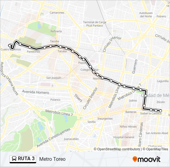 Ruta 3: horarios, paradas y mapas - Metro Toreo (Actualizado)