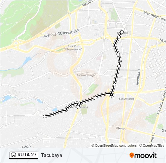 Ruta 27: horarios, paradas y mapas - Tacubaya (Actualizado)