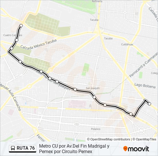 Ruta 76: horarios, paradas y mapas - Metro Cu (Actualizado)