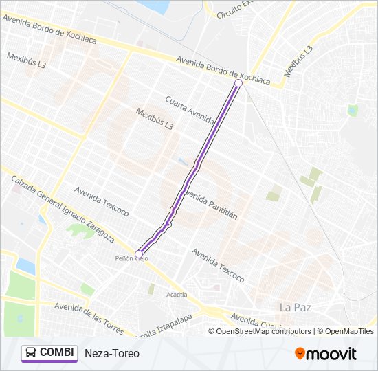 Ruta combi: horarios, paradas y mapas - Neza-Toreo (Actualizado)