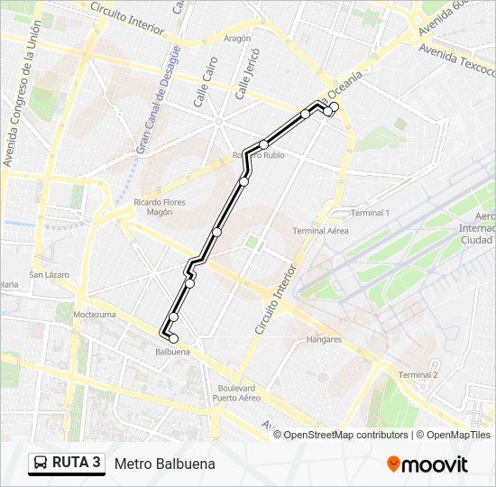 Ruta 3: horarios, paradas y mapas - Metro Balbuena (Actualizado)