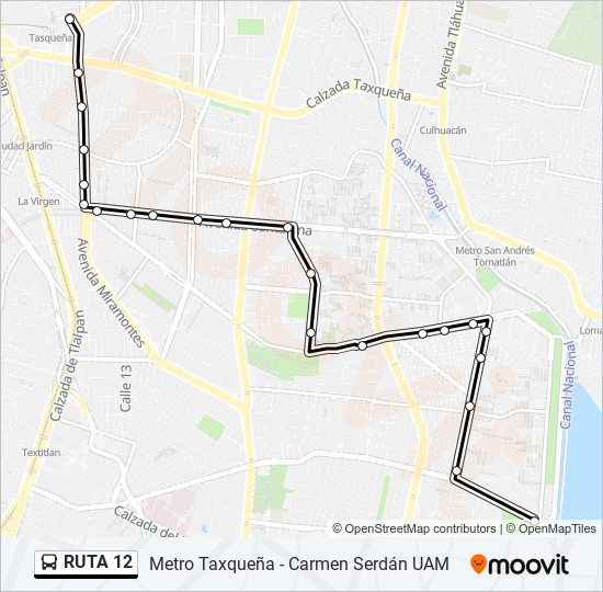 Ruta 12: horarios, paradas y mapas - Carmen Sérdan UAM (Actualizado)