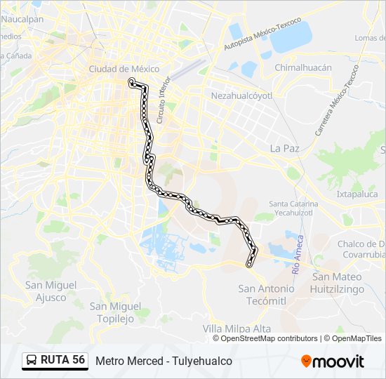 Ruta 56: horarios, paradas y mapas - Tulyehualco (Actualizado)