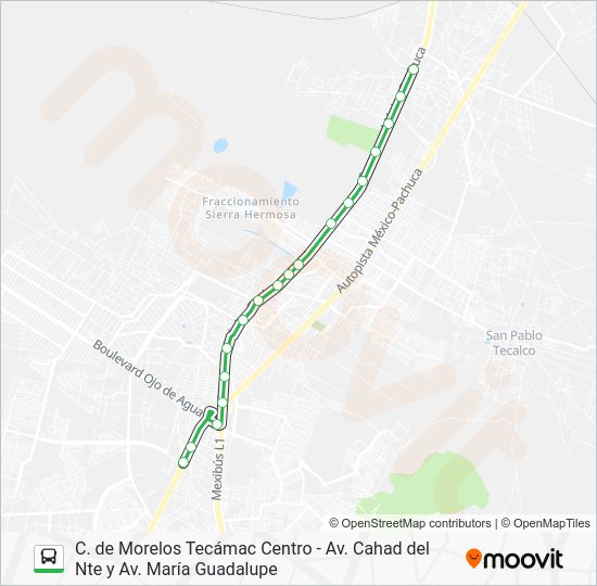 Ruta c de morelos tecámac centro av cahad del nte av maría guadalupe ...