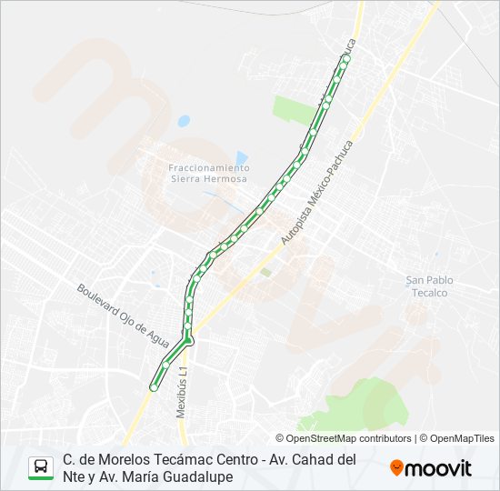 Ruta c de morelos tecámac centro av cahad del nte av maría guadalupe ...
