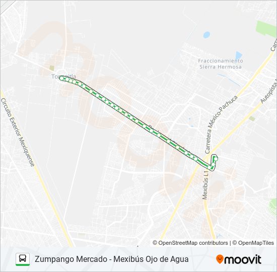 Ruta zumpango mercado mexibús ojo de agua: horarios, paradas y mapas ...
