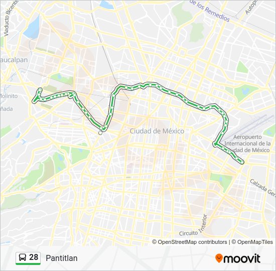 Ruta 28: horarios, paradas y mapas - Pantitlan (Actualizado)
