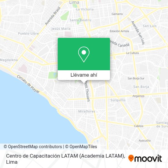 ¿Cómo llegar a Centro de Capacitación LATAM (Academia LATAM) en Miraflores en Autobús o Metro?