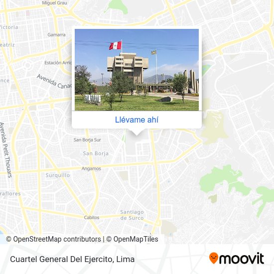 ¿Cómo llegar a Cuartel General Del Ejercito en San Borja en autobús o metro?