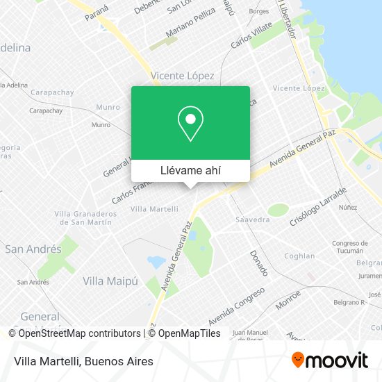 ¿Cómo llegar a Villa Martelli en Vicente López en Colectivo, tren o Subte?