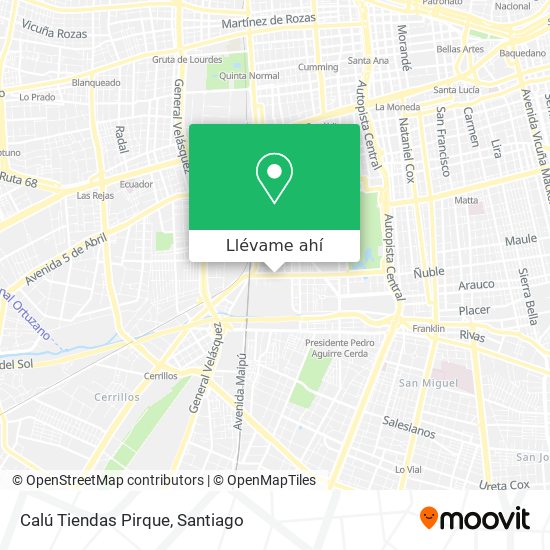 ¿Cómo llegar a Calú Tiendas Pirque en Santiago en Micro o metro?