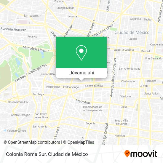 ¿Cómo llegar a Colonia Roma Sur en Miguel Hidalgo en Autobús o Metro?