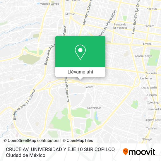 ¿Cómo llegar a CRUCE AV. UNIVERSIDAD Y EJE 10 SUR COPILCO en Alvaro ...