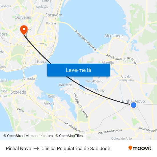 Pinhal Novo, Palmela para Clínica Psiquiátrica de São José, Lisboa ...