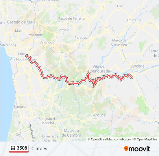3508 Percursos: Horários, paragens e mapas - Cinfães (Atualizado)