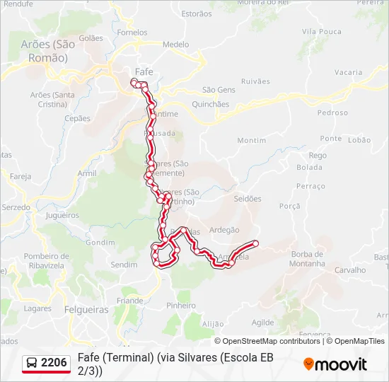 2206 Percursos: Horários, paragens e mapas - Fafe (Terminal) (via ...