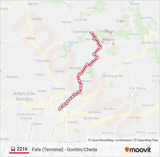 2216 Percursos: Horários, paragens e mapas - Fafe (Terminal) (Atualizado)