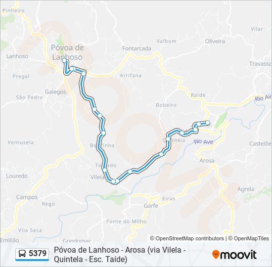 5379 Percursos: Horários, paragens e mapas - Póvoa de Lanhoso (Centro ...