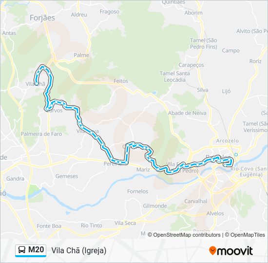M20 Percursos: Horários, paragens e mapas - Vila Chã (Igreja) (Atualizado)
