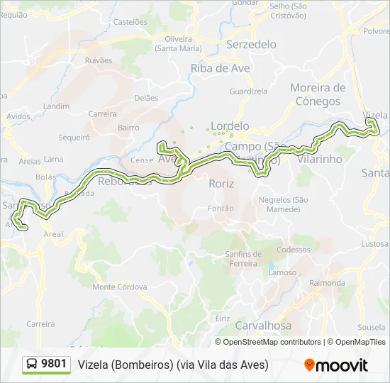 9801 Percursos: Horários, paragens e mapas - Vizela (Bombeiros) (via ...