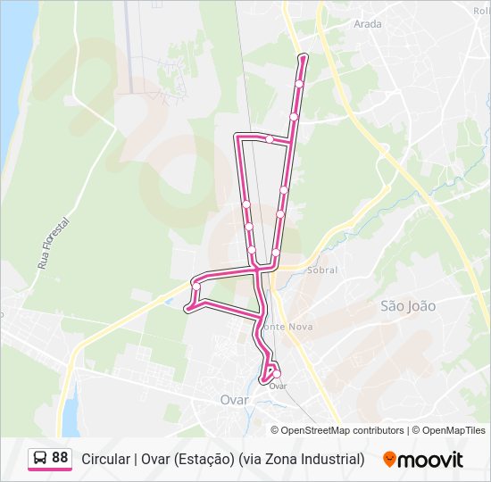 88 Percursos: Horários, paragens e mapas - Circular Ovar (Estação) (via ...