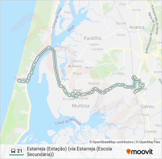 21 Route: Schedules, Stops & Maps - Estarreja (Estação) (via Estarreja ...