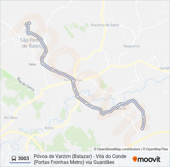 3003 Percursos: Horários, paragens e mapas - Póvoa de Varzim (Balazar ...