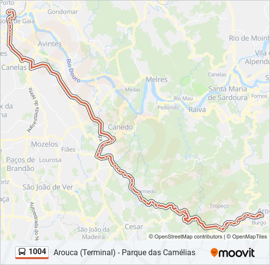 1004 Percursos: Horários, paragens e mapas - Arouca (Terminal) (Atualizado)