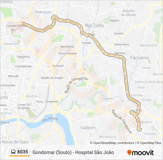 8035 Percursos: Horários, paragens e mapas - Gondomar (Souto) (Atualizado)