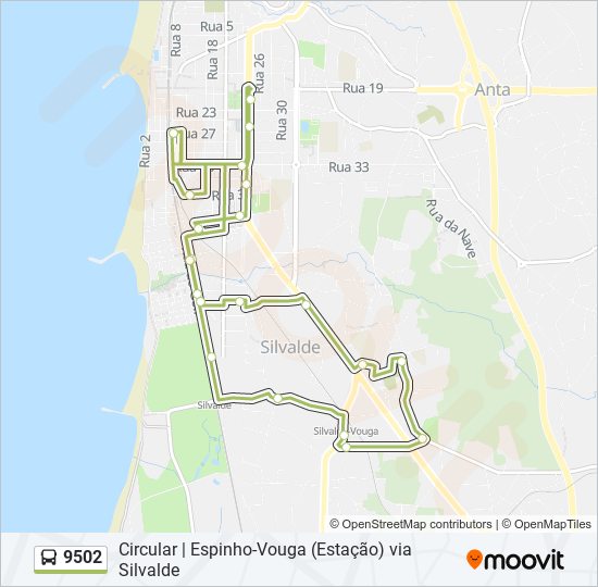 9502 Percursos: Horários, paragens e mapas - Circular Espinho-Vouga ...