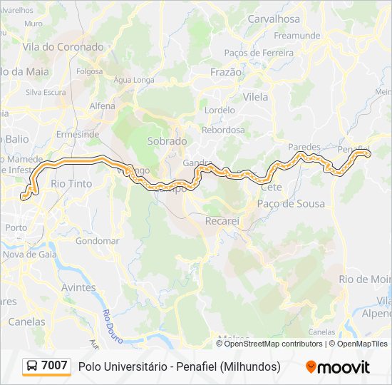 7007 Percursos: Horários, paragens e mapas - Penafiel (Milhundos) (Atualizado)