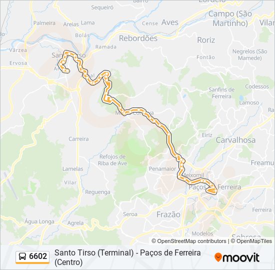 6602 Percursos: Horários, paragens e mapas - Paços de Ferreira (Centro ...