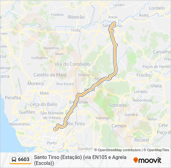 6603 Percursos: Horários, paragens e mapas - Santo Tirso (Estação) (via ...