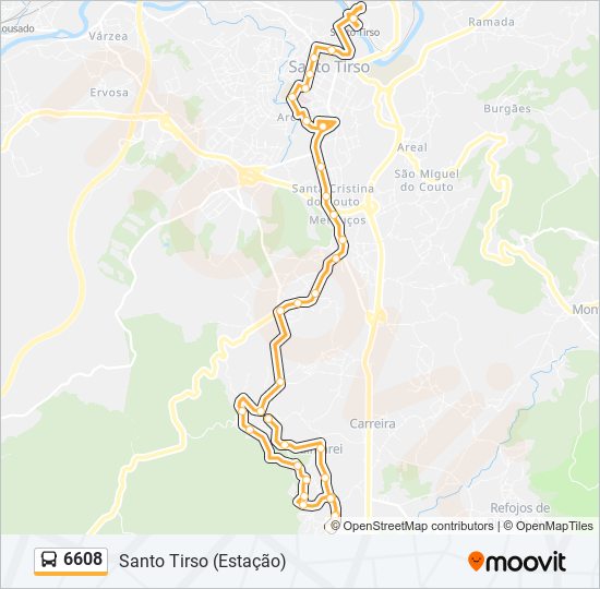 6608 Percursos: Horários, paragens e mapas - Santo Tirso (Estação ...
