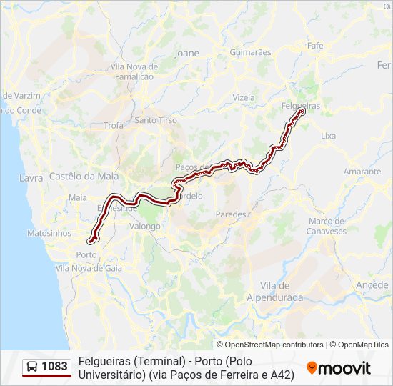 1083 Percursos: Horários, paragens e mapas - Felgueiras (Terminal) (via ...