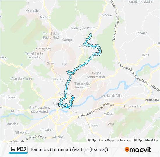 M29 Percursos: Horários, paragens e mapas - Barcelos (Terminal) (via ...